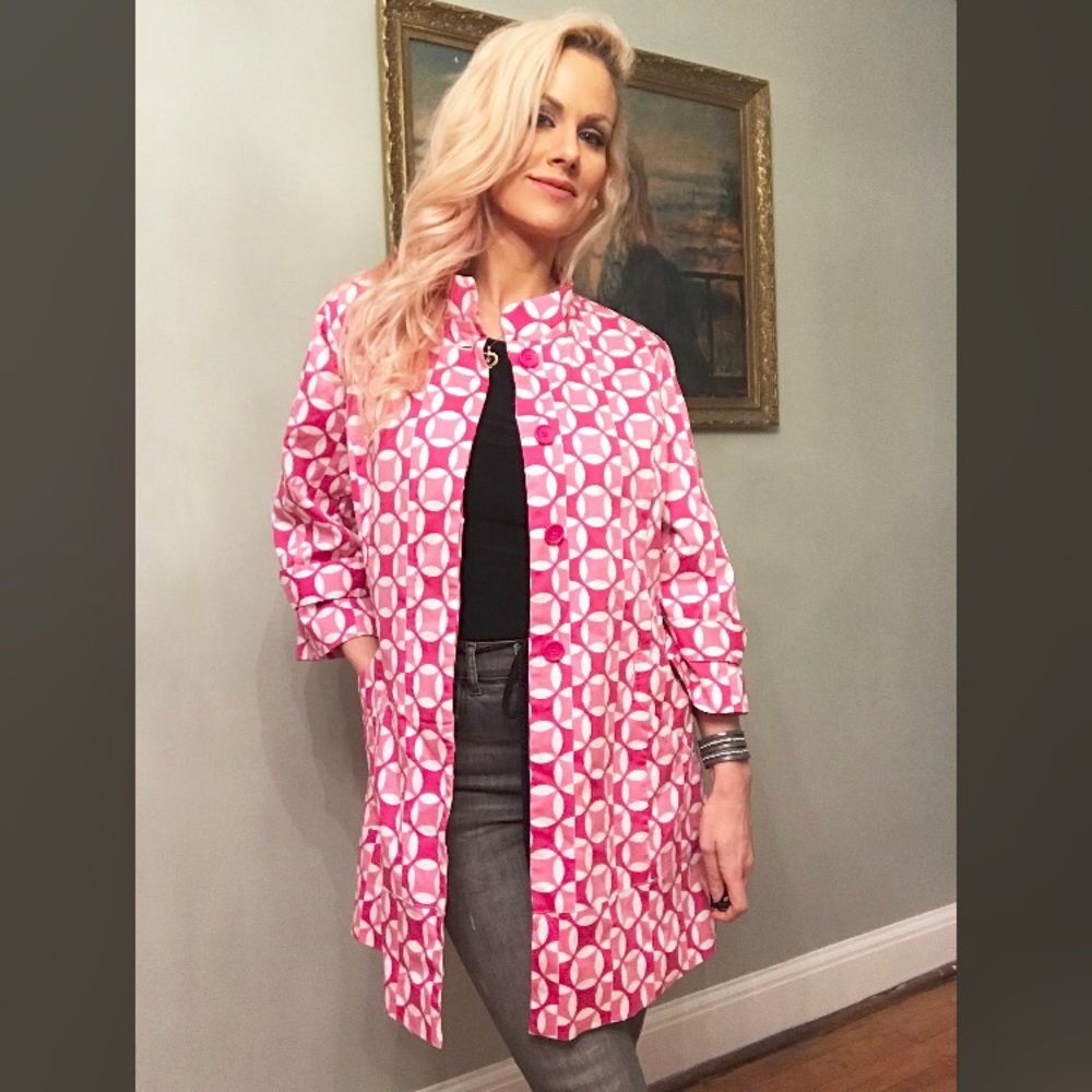 Madison Pink Preppy 60’s Style Car Coat Medium - Gem